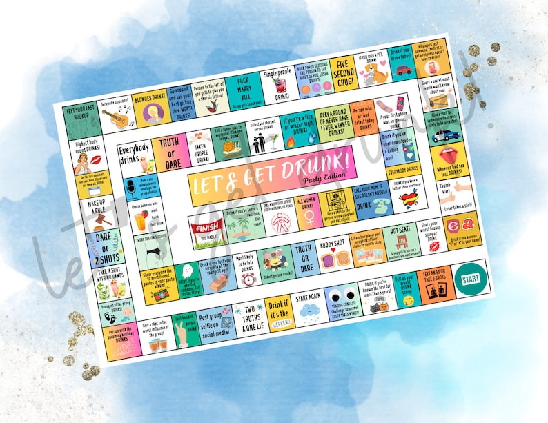 Let's Get Drunk Board Game, Party Drinking Game, Bachelorette - Etsy