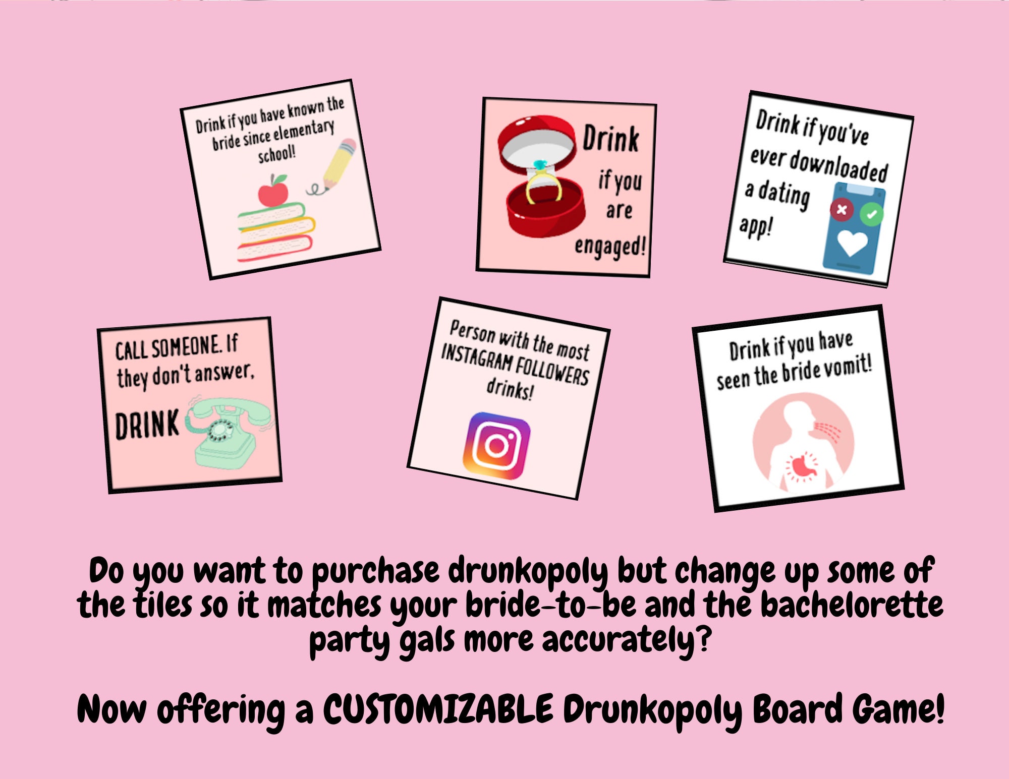 CUSTOM Drunkopoly Board Game for Bachelorette Party Game - Etsy