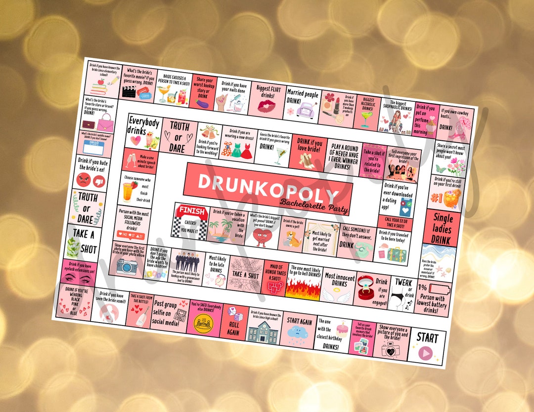 DRUNKOPOLY Bachelorette Party Drinking Game, Bridal Party, Bridesmaid ...