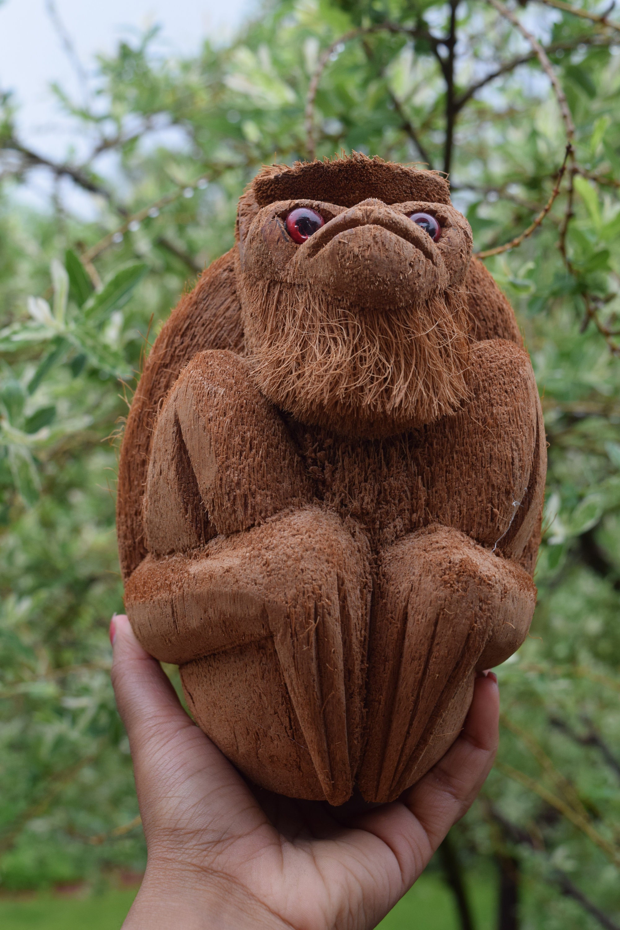 Hand Carved Sri Lankan Coconut Monkey - Etsy