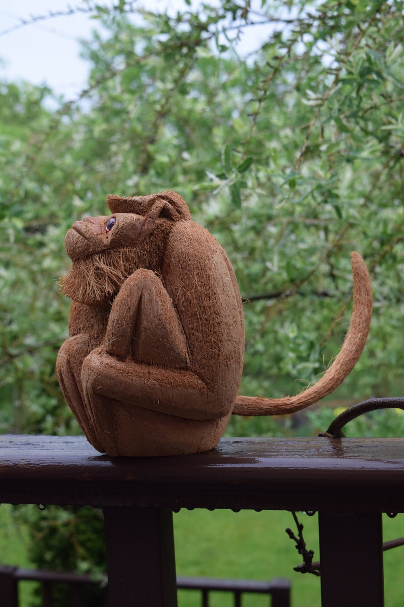 Hand Carved Sri Lankan Coconut Monkey - Etsy