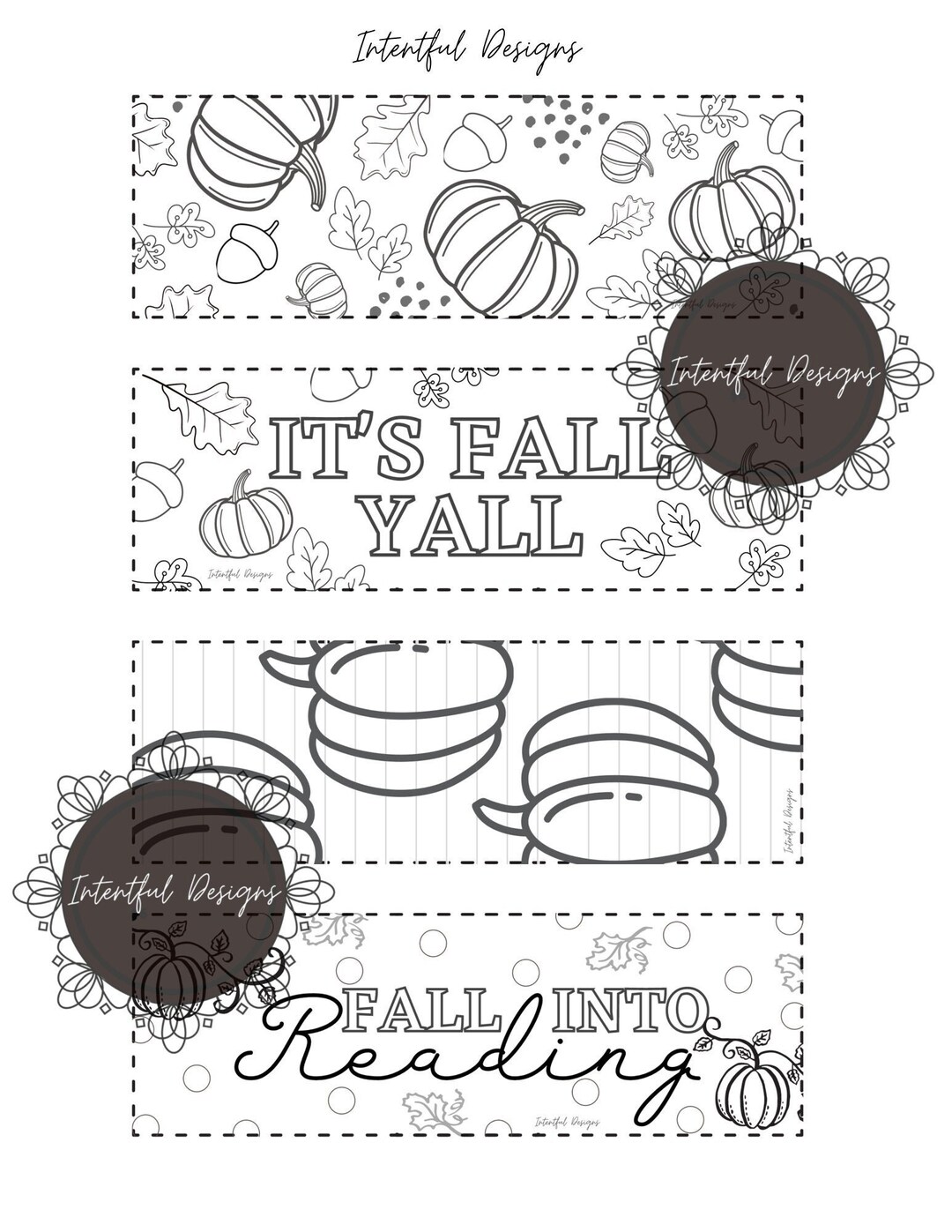 Fall Into Reading Coloring Bookmarks I Instant Download - Etsy