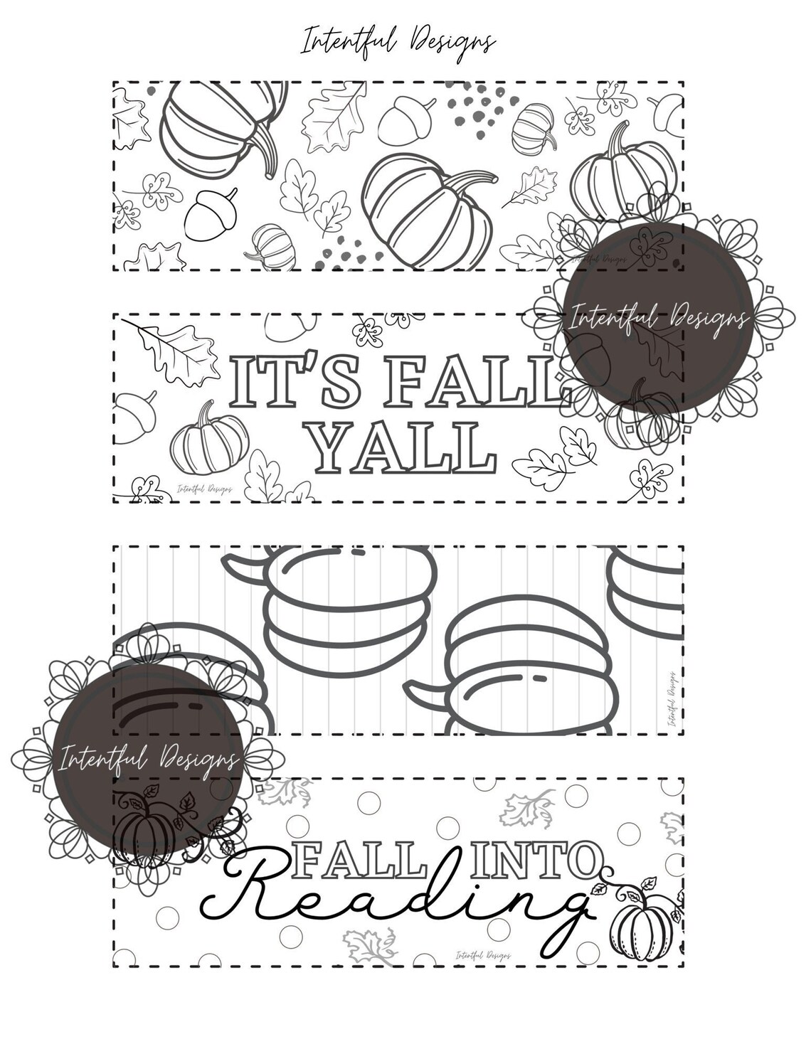 Fall Into Reading Coloring Bookmarks I Instant Download - Etsy
