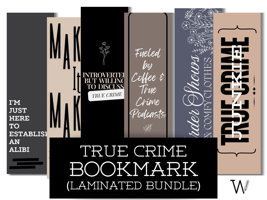 True Crime Inspired Bookmark Bundle, Laminated Bookmarks, Bookmark Set ...