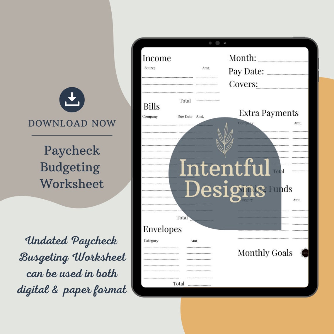 Paycheck Budgeting Worksheet I Printable I Budgeting I Instant Download ...