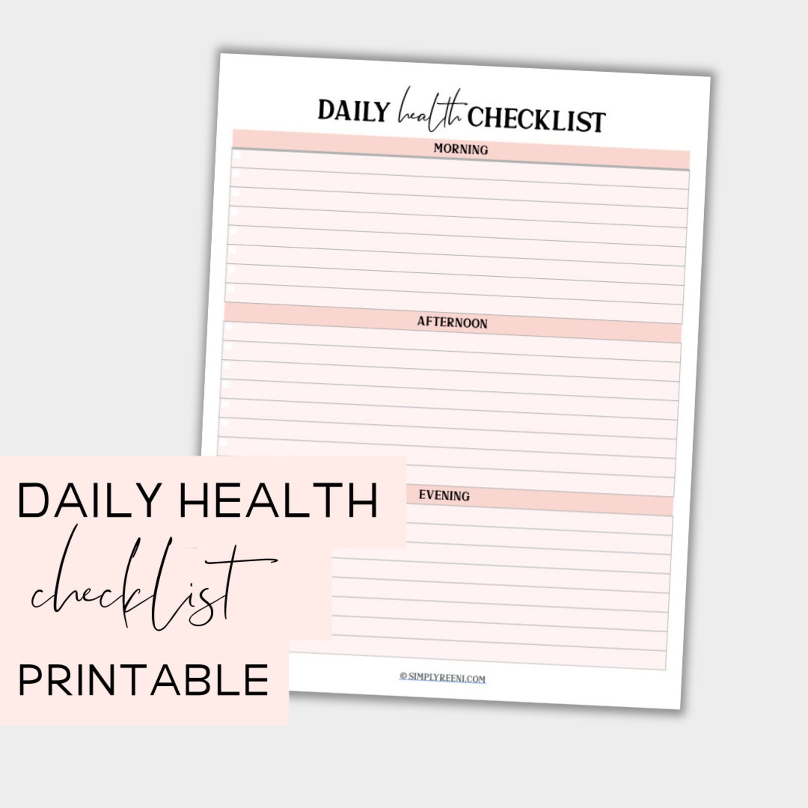 Daily Health Checklist, Health Planner, Health Planning Page, Health ...