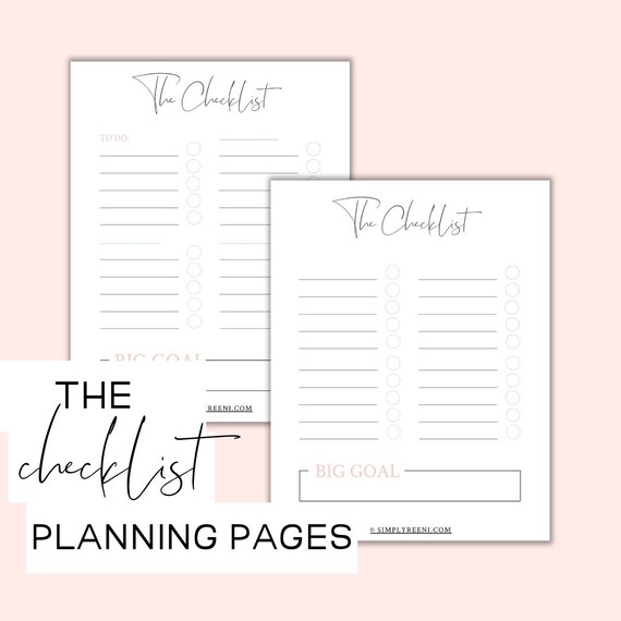 Checklist Planning Page Checklist Pink Checklist Checklist | Etsy