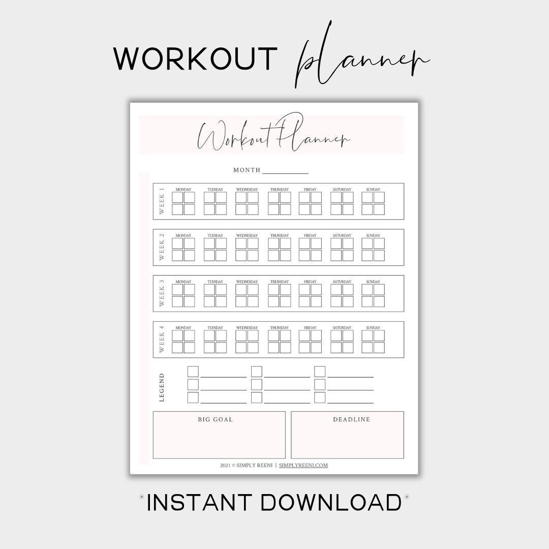 Workout Planner, Printable, Workout Planner Insert, Planning Page ...