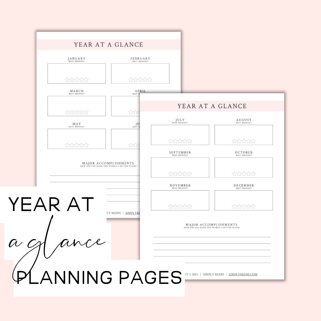Year at a Glance, Planning Page, Year at a Glance Accomplishments ...