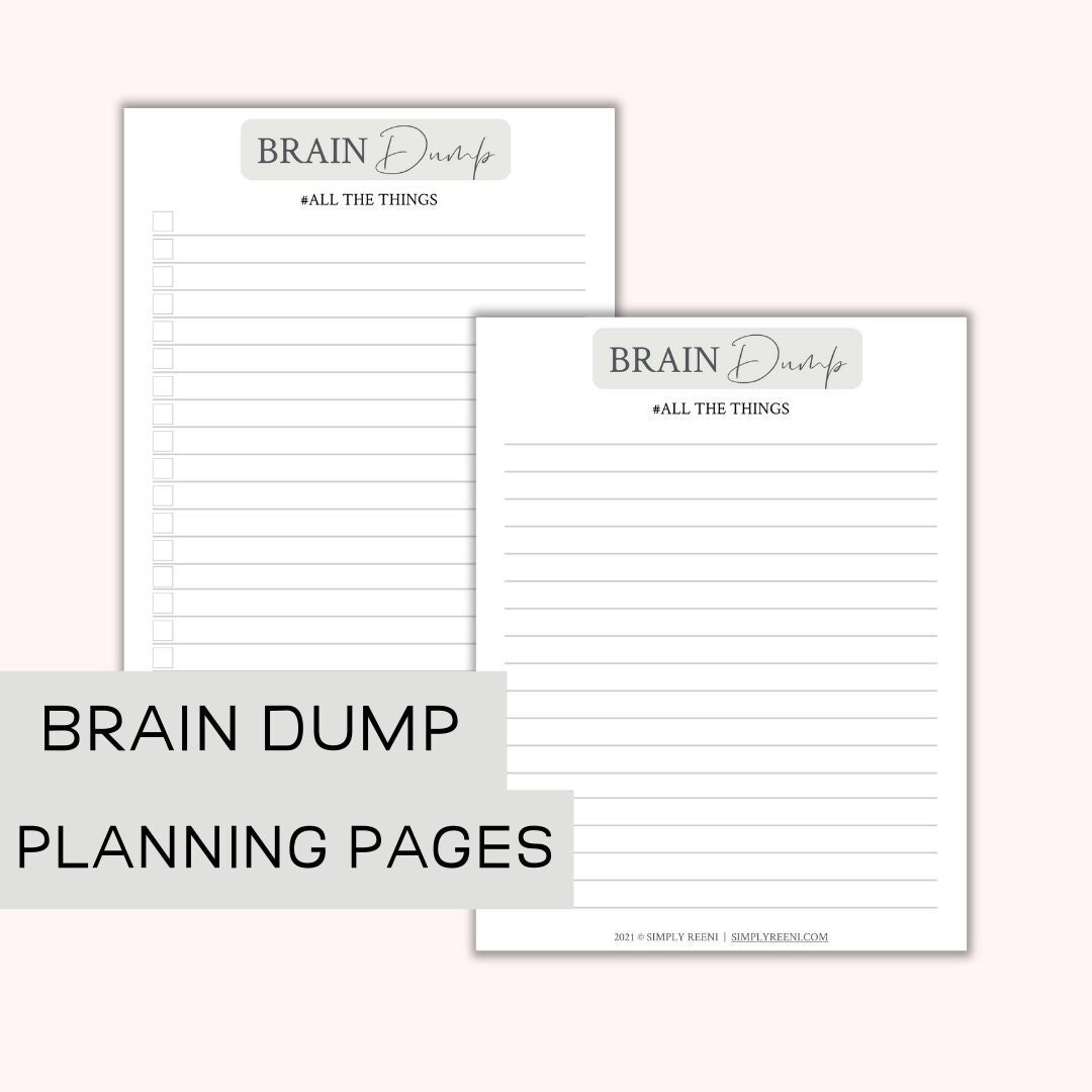 Brain Dump Printable, Brain Dump Planner Insert, Brain Dump Planning ...