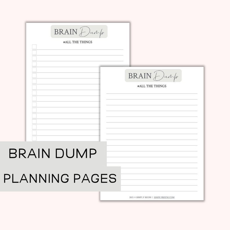 Brain Dump Printable, Brain Dump Planner Insert, Brain Dump Planning ...