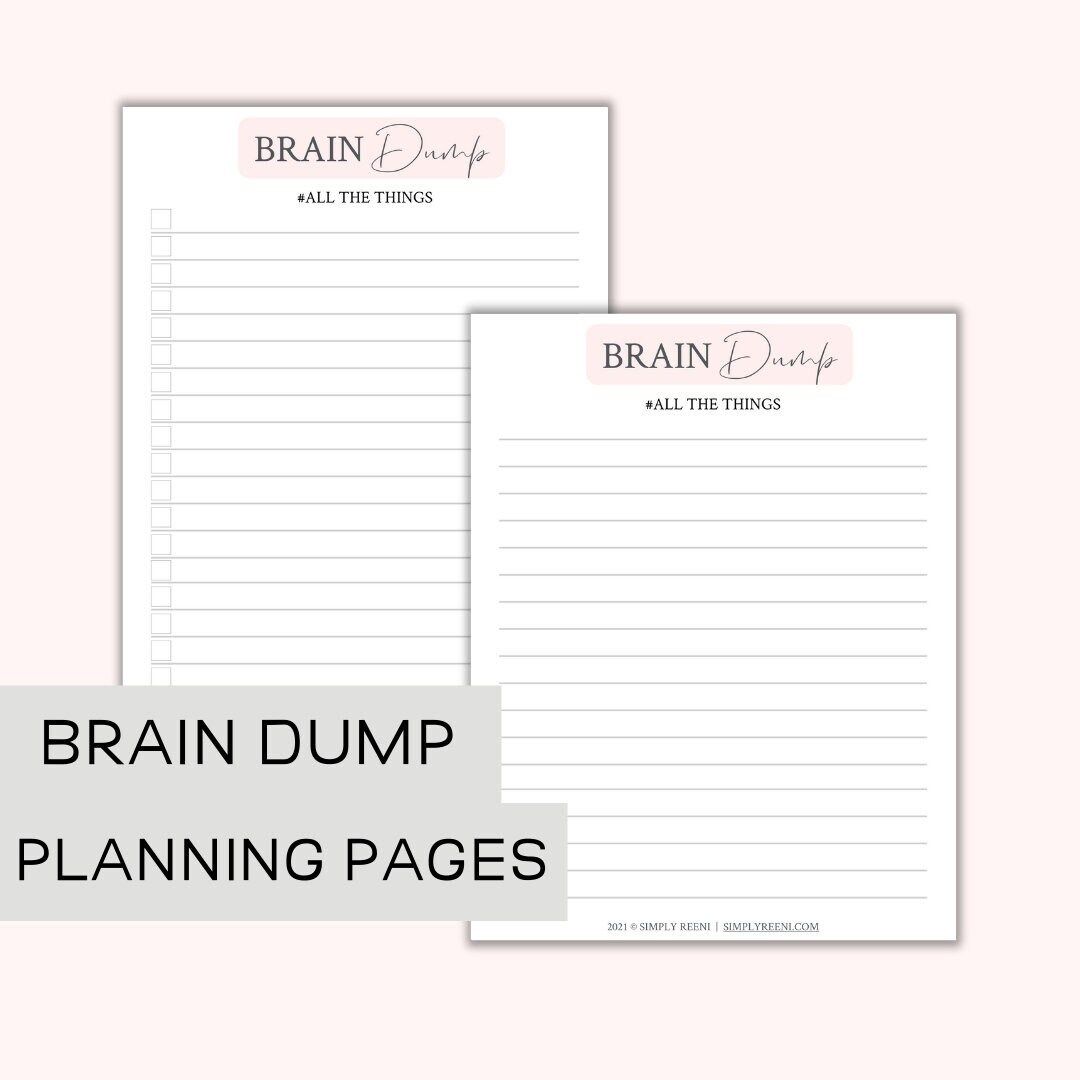 Brain Dump Pink Printable, Brain Dump Planner Insert, Brain Dump ...