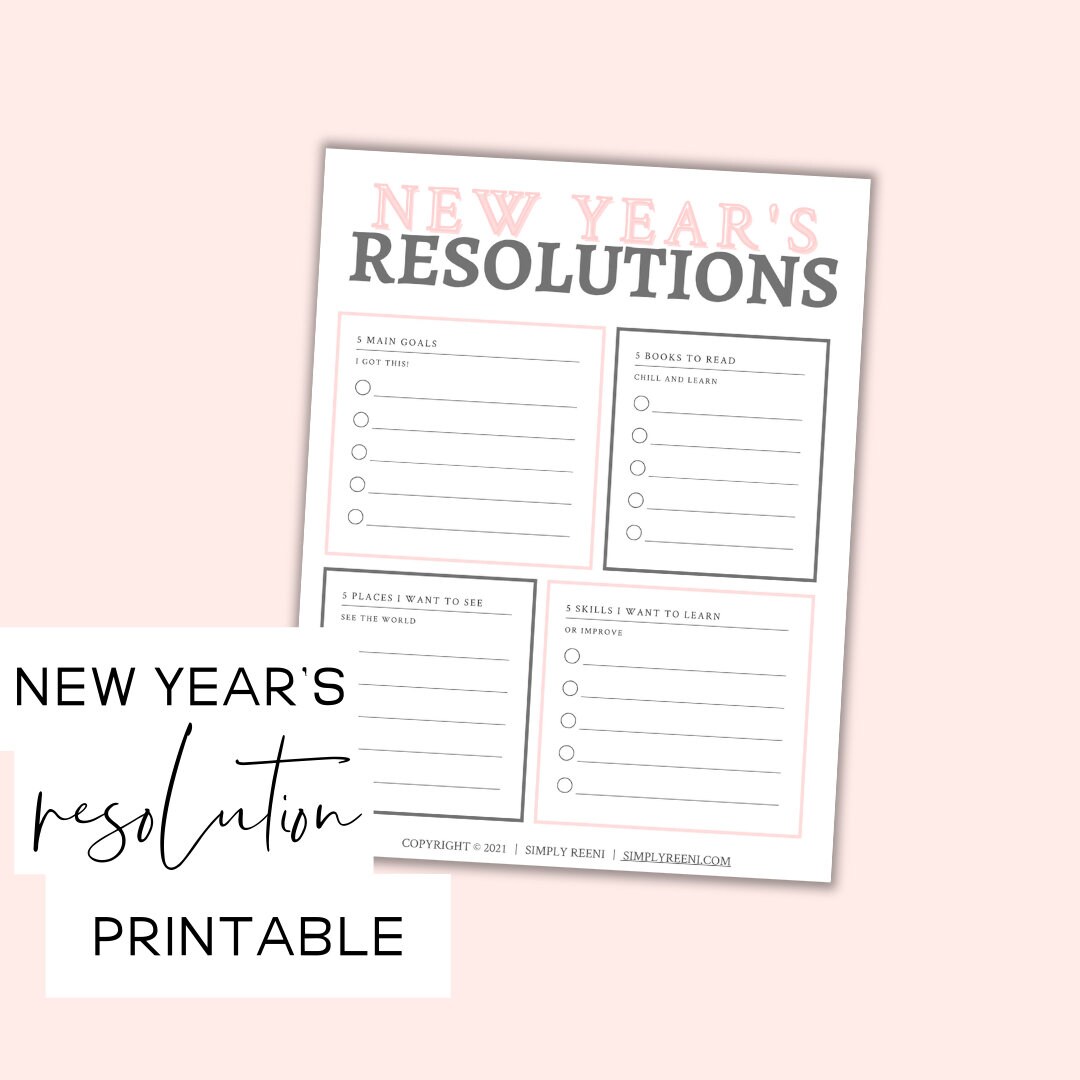 New Year's Resolution, New Year's Resolution Printable, Goals for the ...