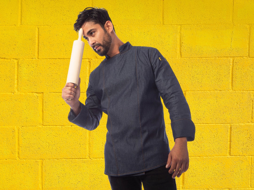 Long Sleeved Denim Chef Jacket, Chef Coat, Chef Jacket, Chef Shirt ...