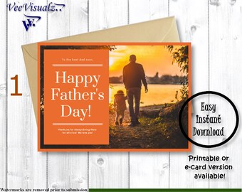 Father's Day Card Digital Download Happy FD Beautiful | Etsy
