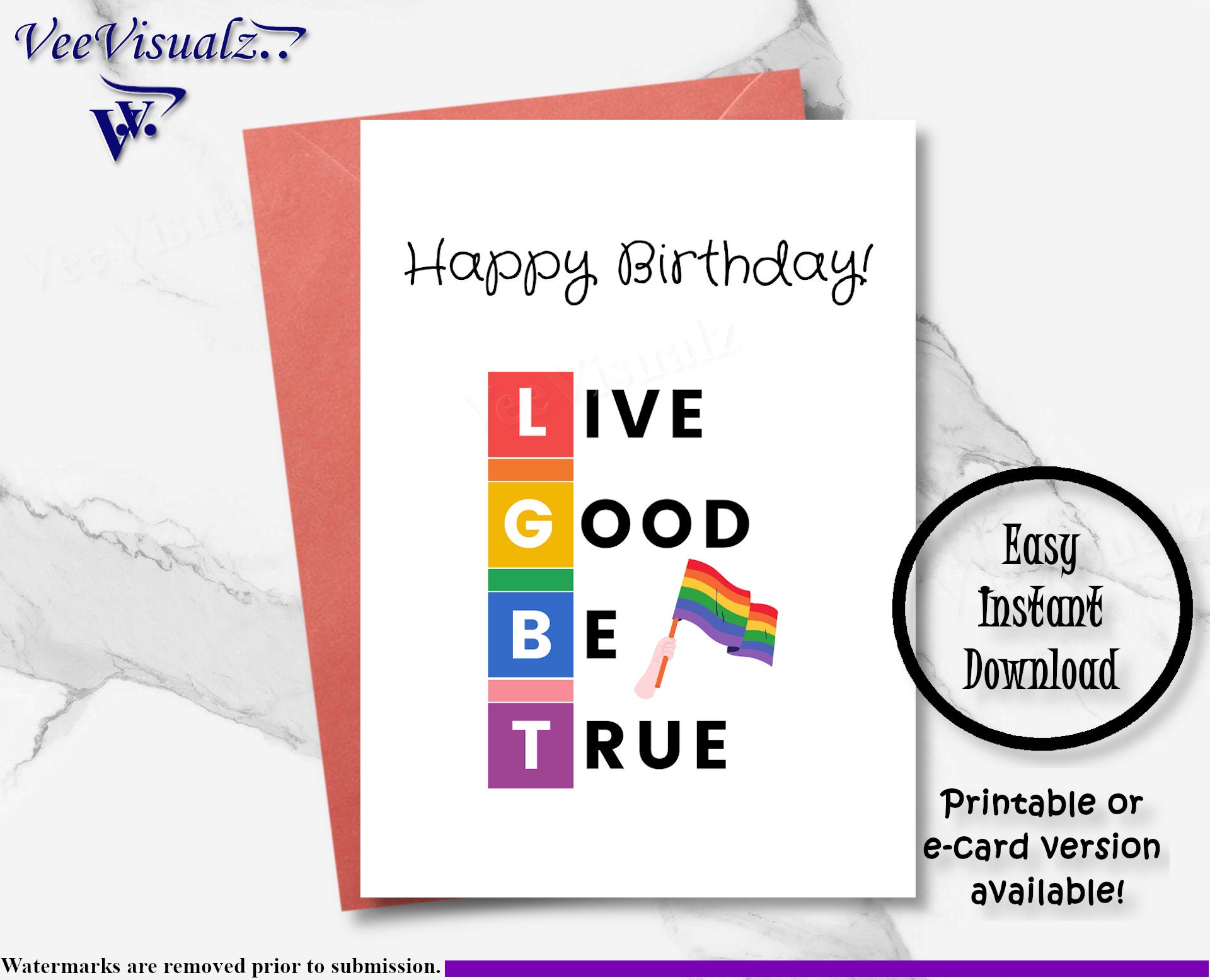 Pride Birthday Card, Printable Card, Pride Card, LGBT Card, E-card, Gay ...