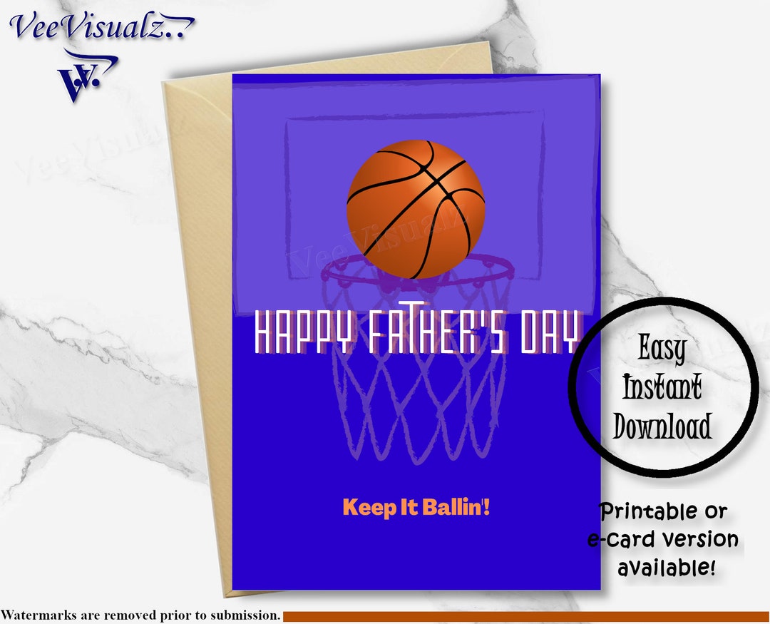 Fathers Day Card, Printable Card, Basketball Player, E-card, Basketball ...