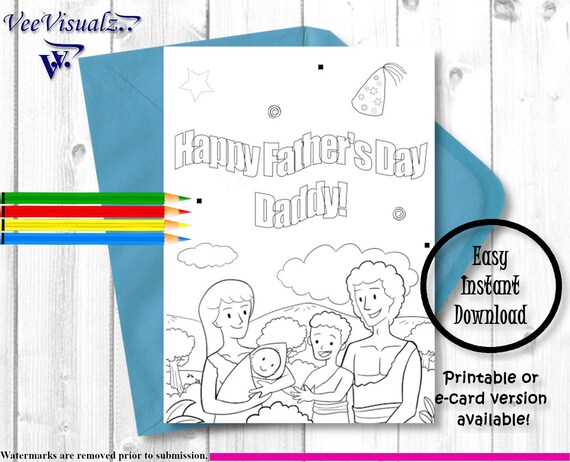 Father's Day Coloring Card Printable Card Custom Card - Etsy
