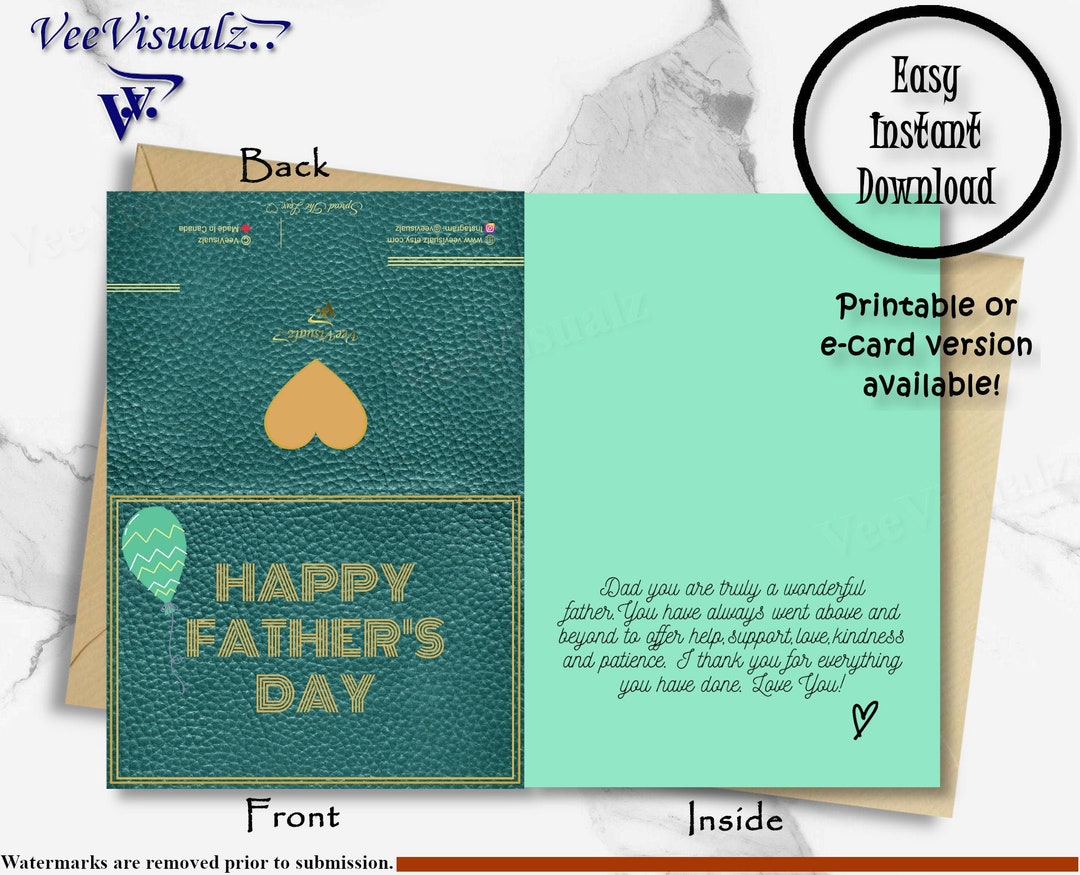 Father's Day Card, Digital Download, Happy FD, Beautiful Card, Digital ...