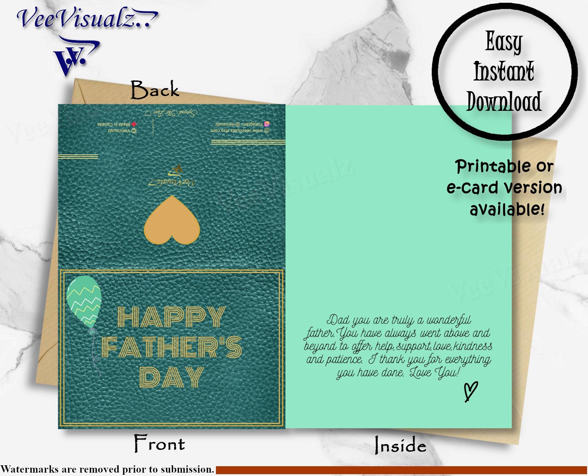 Father's Day Card, Digital Download, Happy FD, Beautiful Card, Digital ...