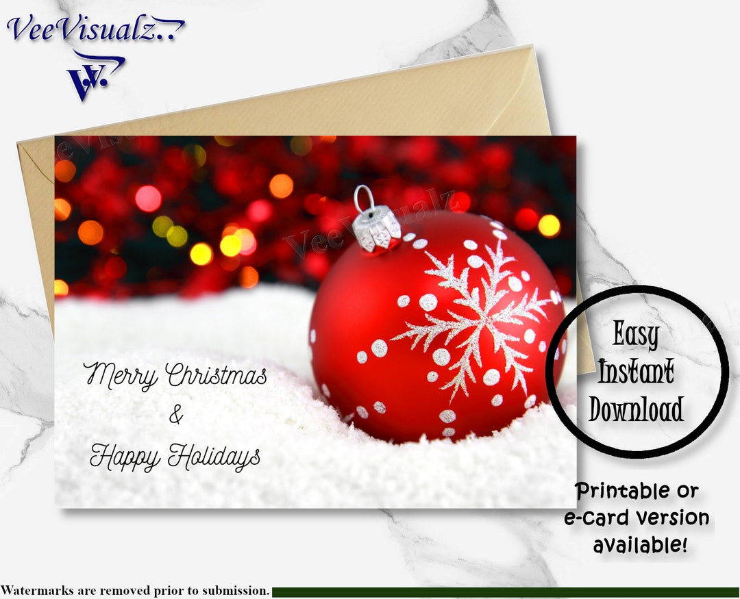 Christmas Cards, Printable Card, Happy Holidays Card, Merry Christmas ...