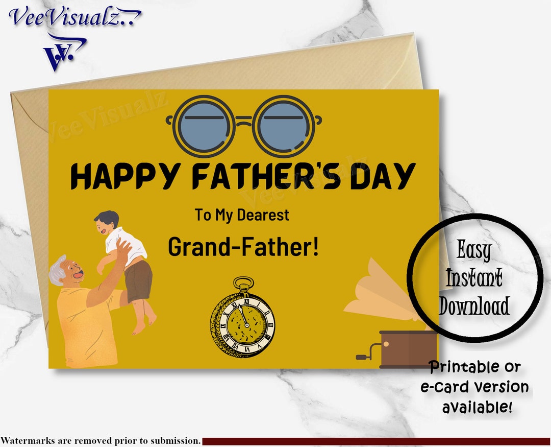 Grandfathers Day Card, Printable Card, Cute Card, E-card, Grandfather ...