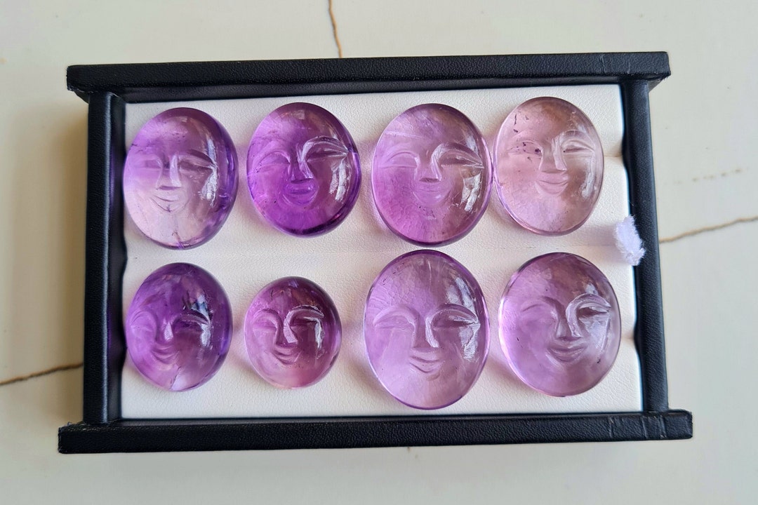 Amethyst Face .natural Amethyst Face Carving Cabochon Gemstone Oval ...
