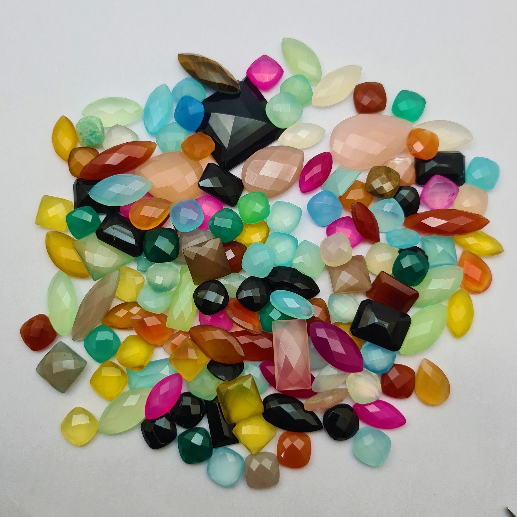 Chalcedony Cut Stone Natural Multi Color Chalcedony Faceted - Etsy