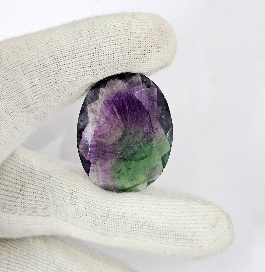 Multi Colour Fluorite Oval Shape Cut Stone, Faceted Gemstone (28x37 MM ...