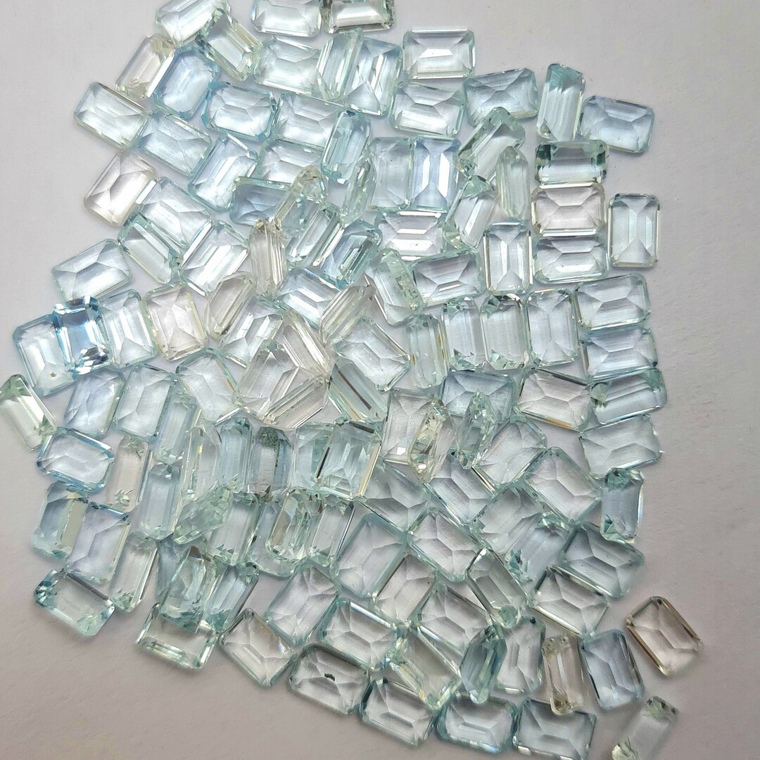 20 Pcs 6x4 MM Octagon Aquamarine Cut Stone,natural Aquamarine Cut Stone ...