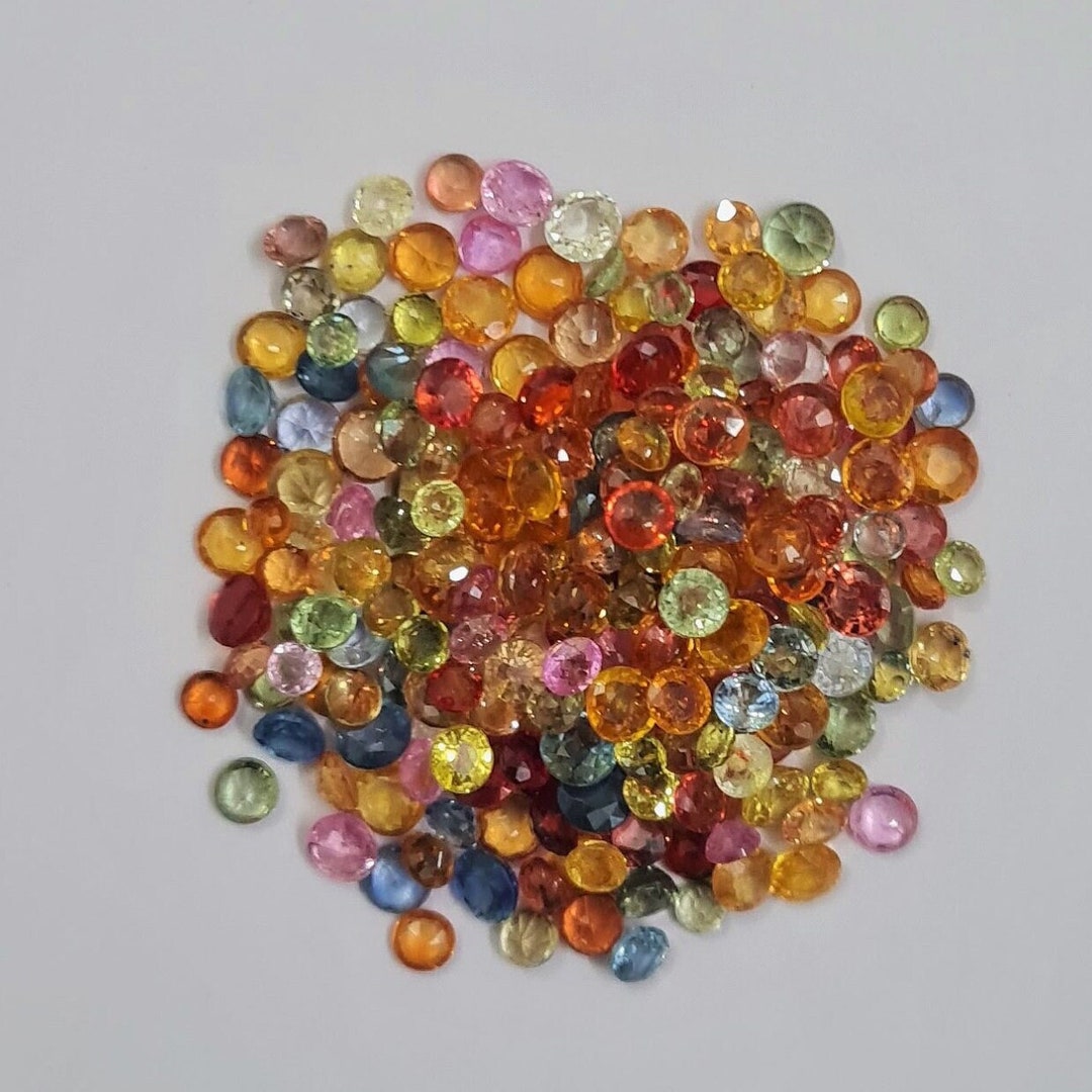 50 Pcs 2-3.5 MM Round Cut Multi Sapphire, Multi Sapphire Loose Stone ...