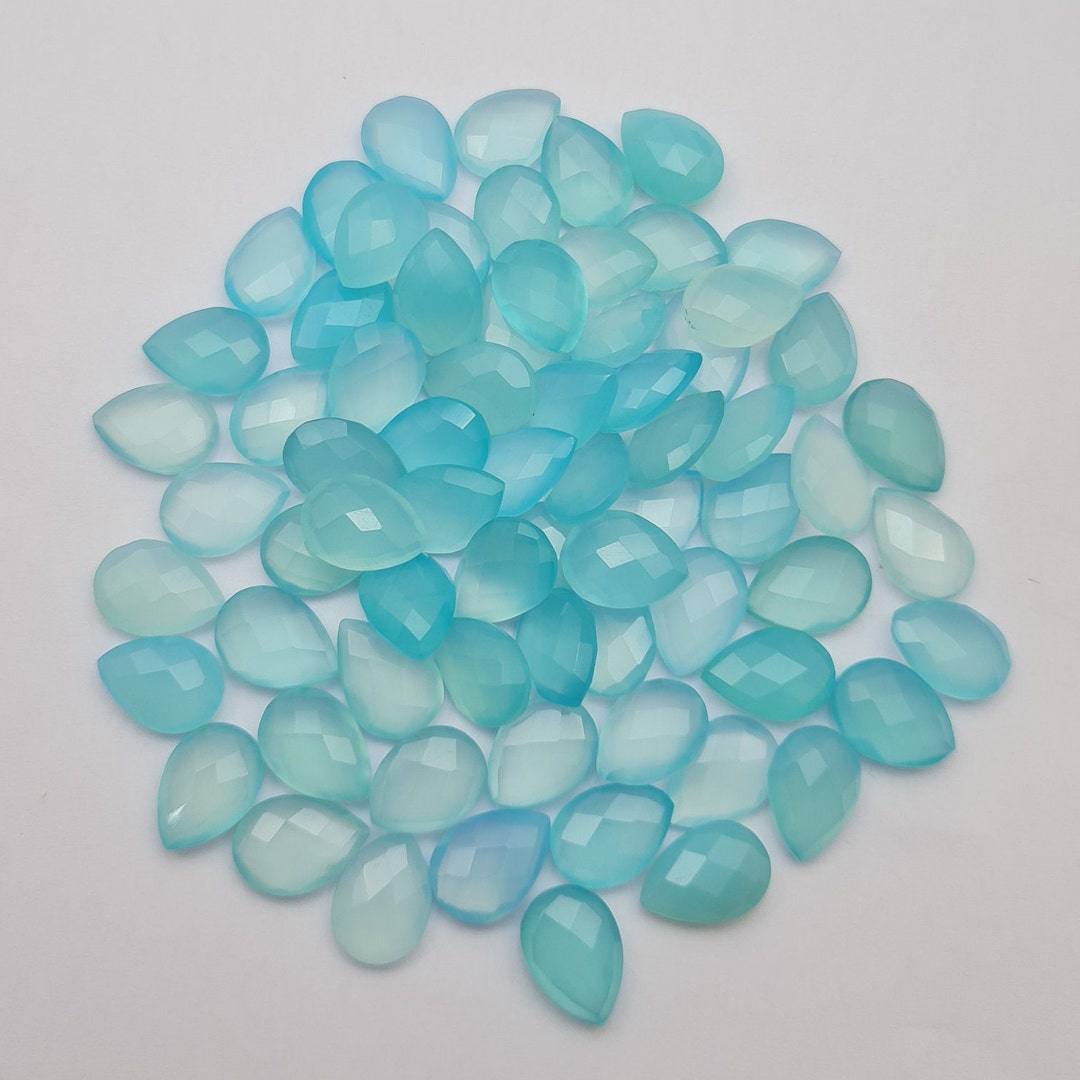 24 Pcs 10X14 MM Chalcedony Cut Stone, Blue Chalcedony Cut Stone ...