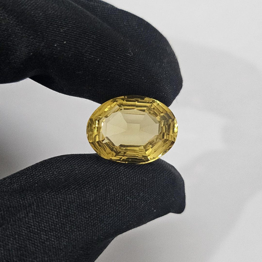 Oval Lemon Quartz Concave Cut Stone, Natural Gemstone (18x14 MM) - Etsy