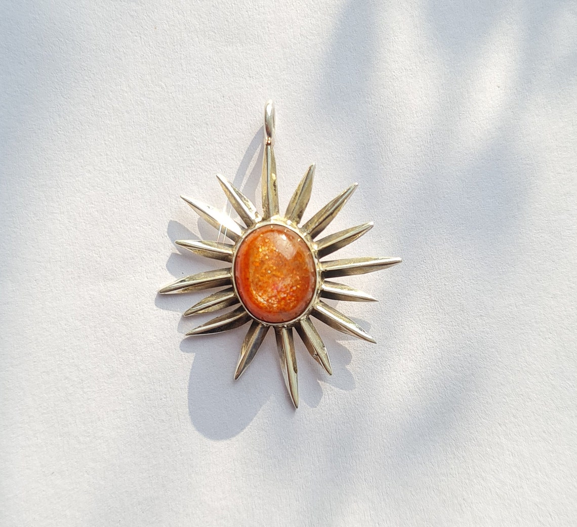Amazing Fire Sunstone Necklace 925 Sterling Silver Natural - Etsy
