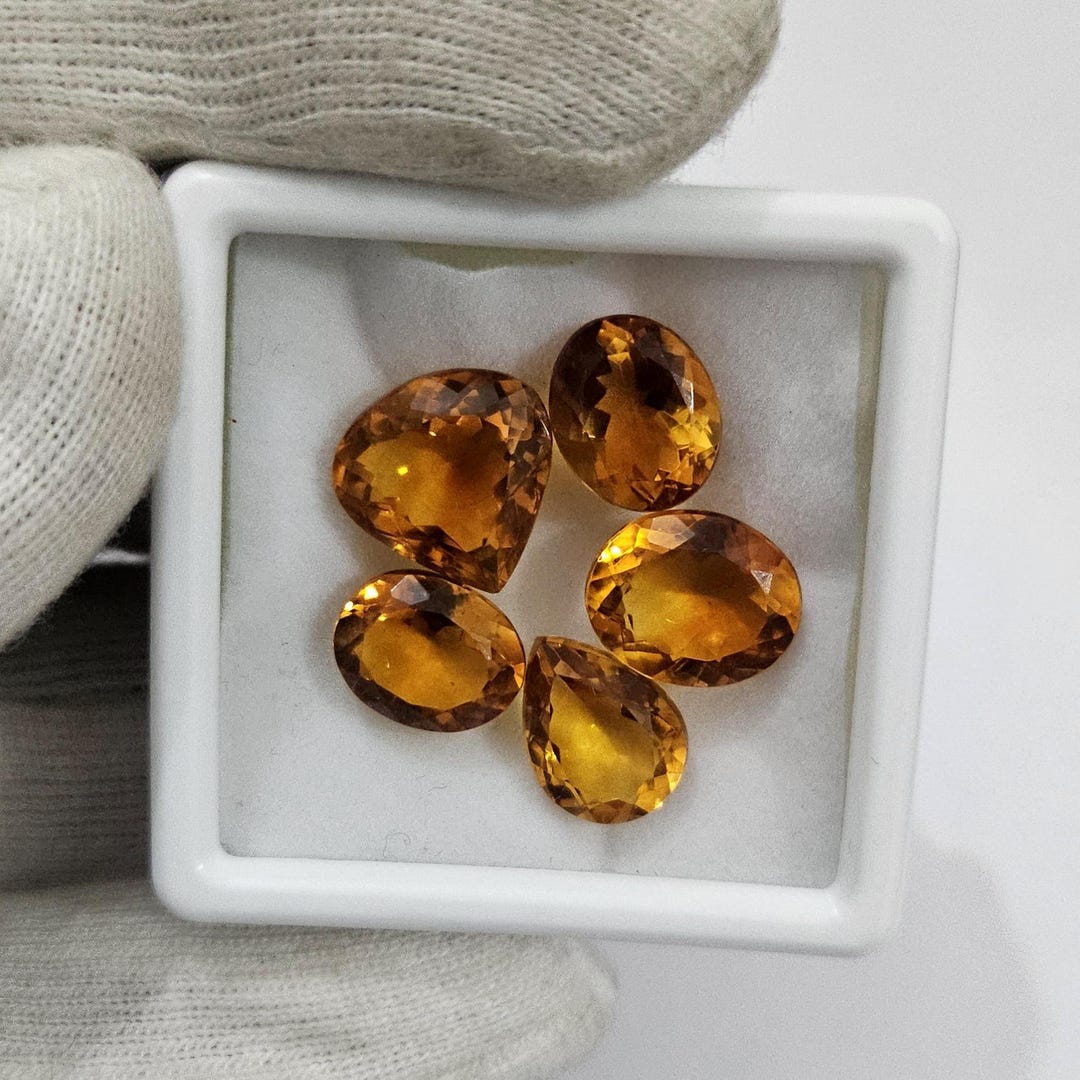 5 Pcs Madeira Citrine Cut Stone, Mix Shape 9-12 MM Faceted Citrine ...