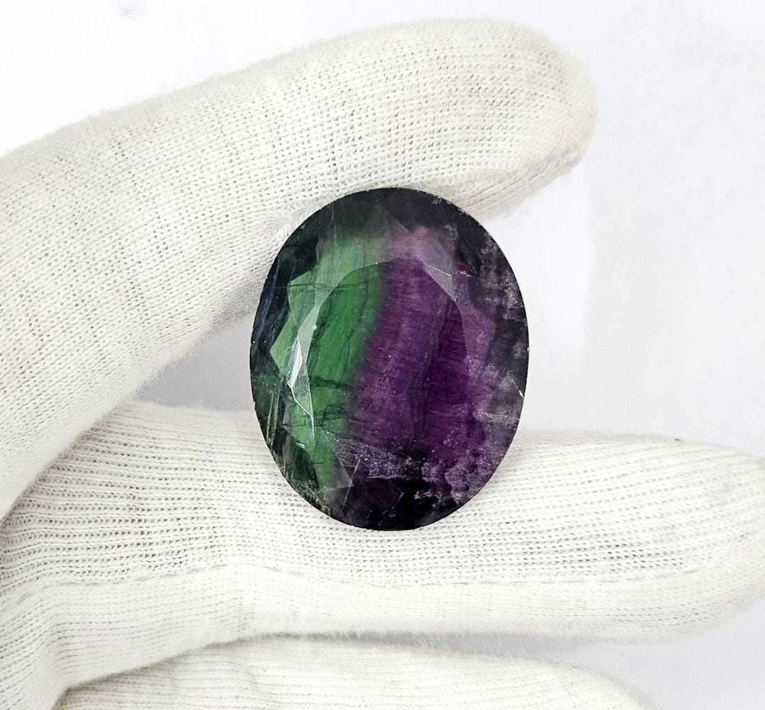 Multi Colour Fluorite Oval Shape Cut Stone, Faceted Gemstone (26x32 MM ...