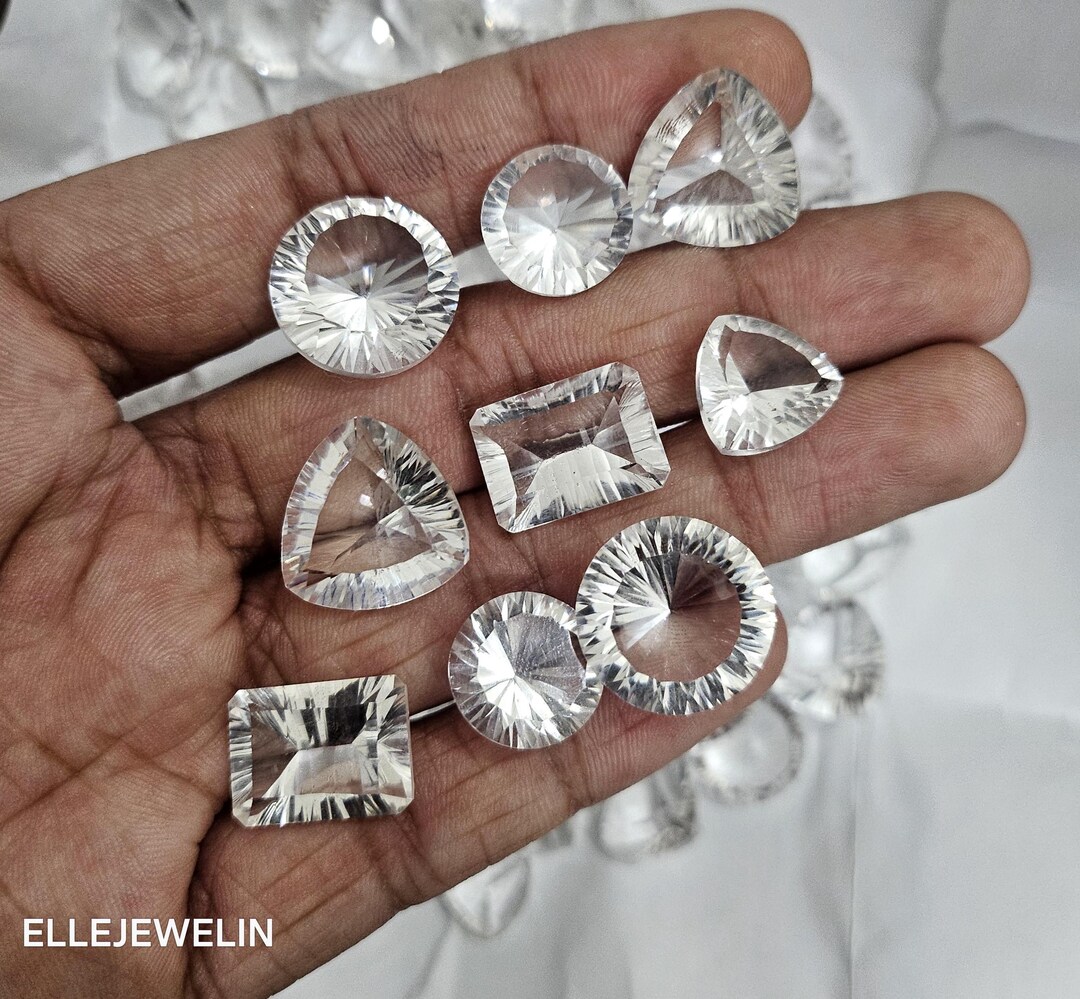 Concave Cut Clear Quartz Gemstone, Mix Shape Faceted Quartz (12-18 MM ...