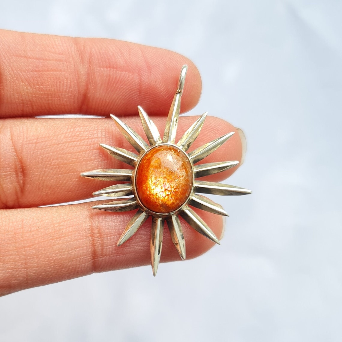 Amazing Fire Sunstone Necklace 925 Sterling Silver Natural - Etsy