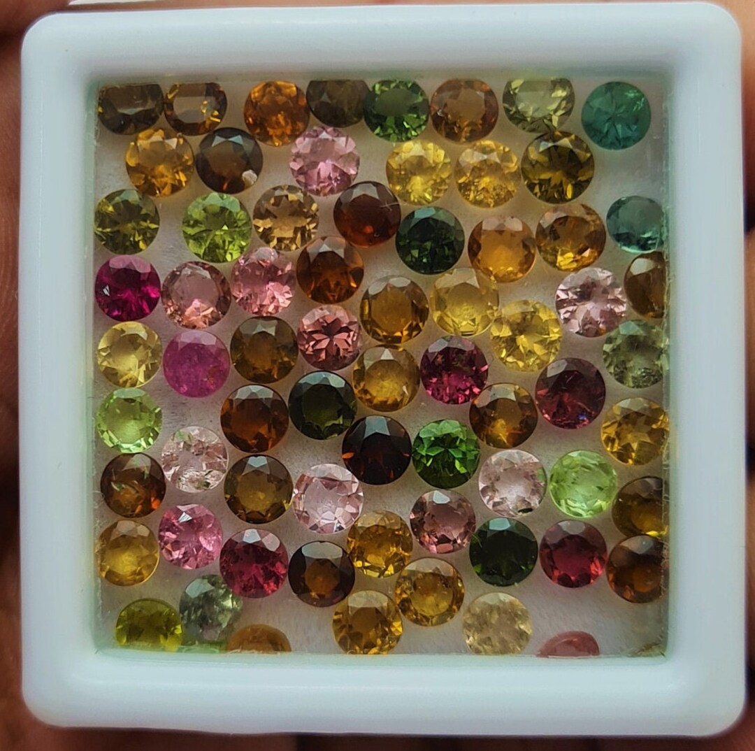 25 Pcs 4 MM Round Tourmaline Cut Stone, Tourmaline Gemstone, 6 Cts ...