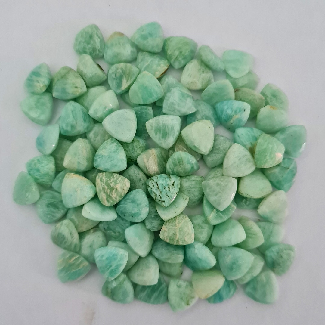 25 Pcs 10 MM Trillion Amazonite Cut Stone, Natural Amazonite Gemstone ...