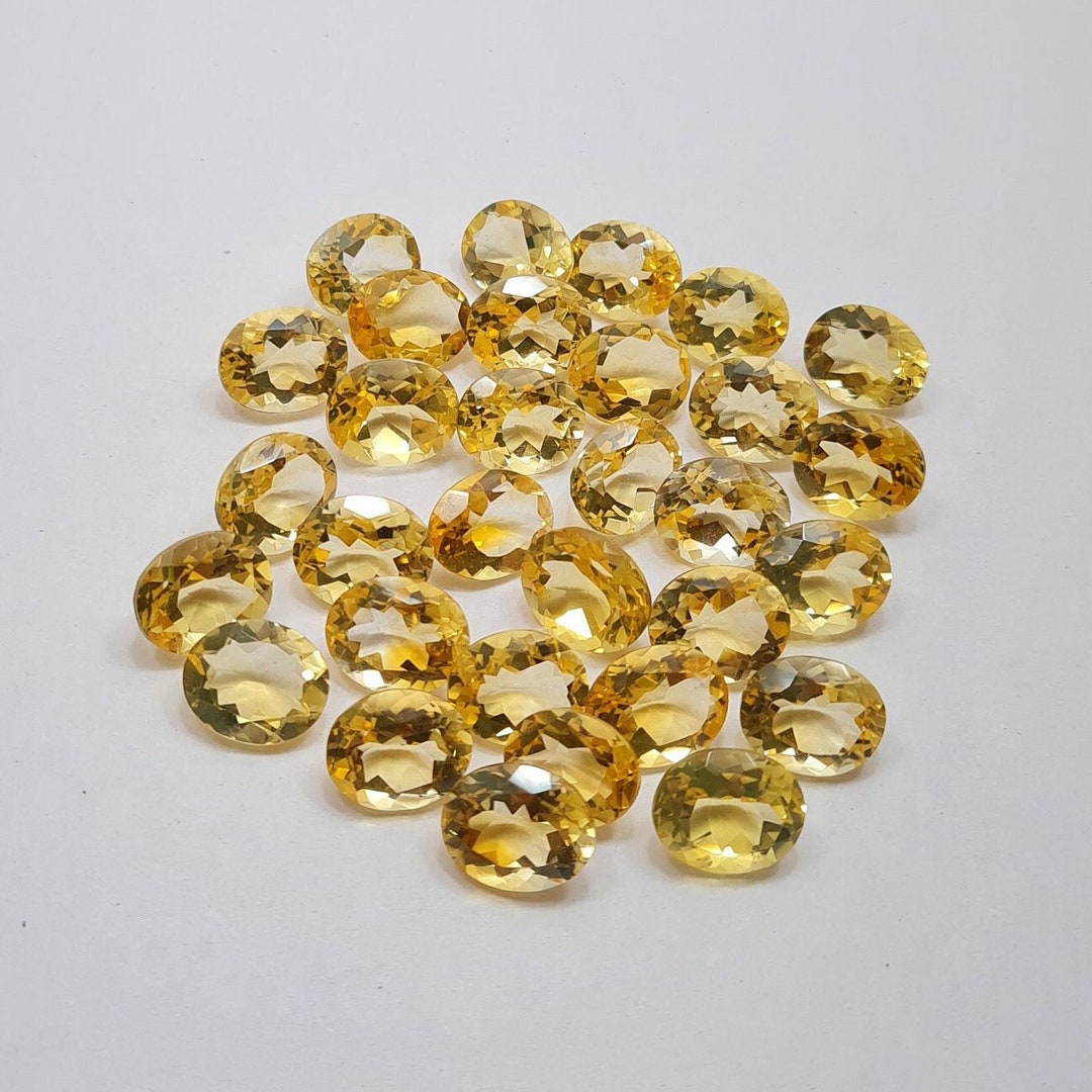 25 Pcs Oval Shape Citrine Cut Stone, African Citrine Faceted Stone ...