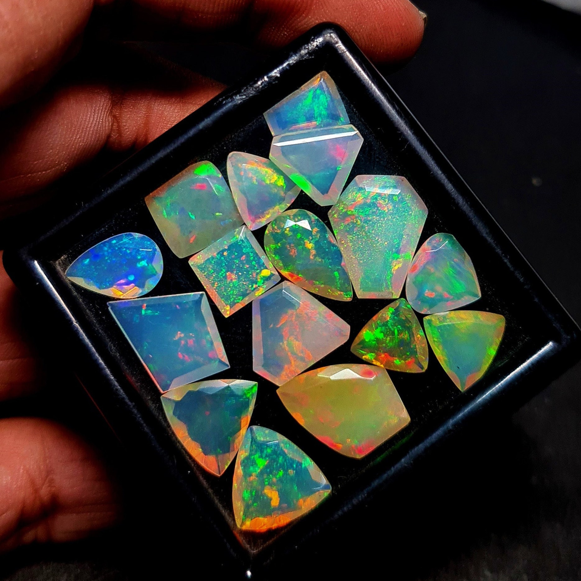 10 Pcs AAA Multi Fire Opal Cut Stone Natural Ethiopian Opal - Etsy