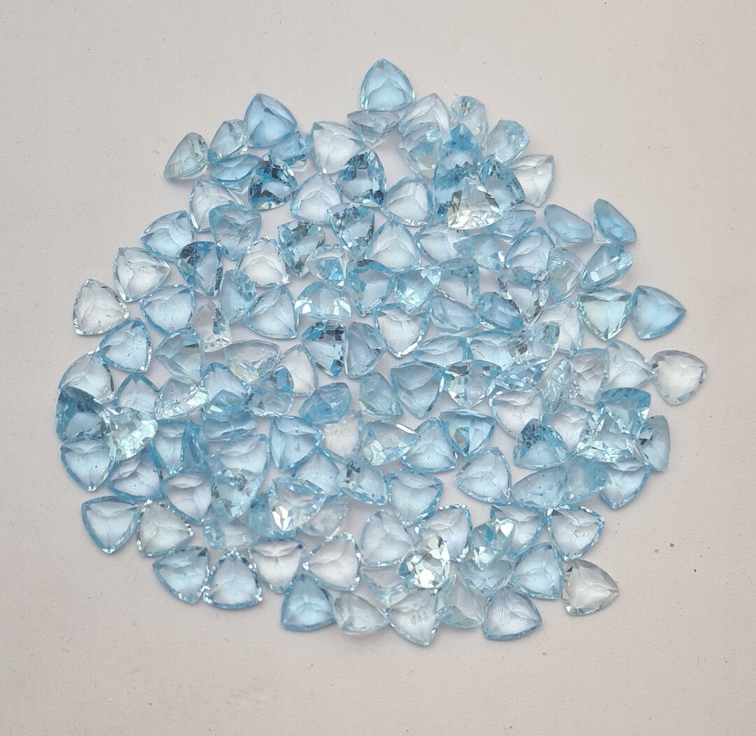8 MM 10 Pcs Sky Blue Topaz Trillion Cut~ Topaz Cut Stone~faceted Topaz ...