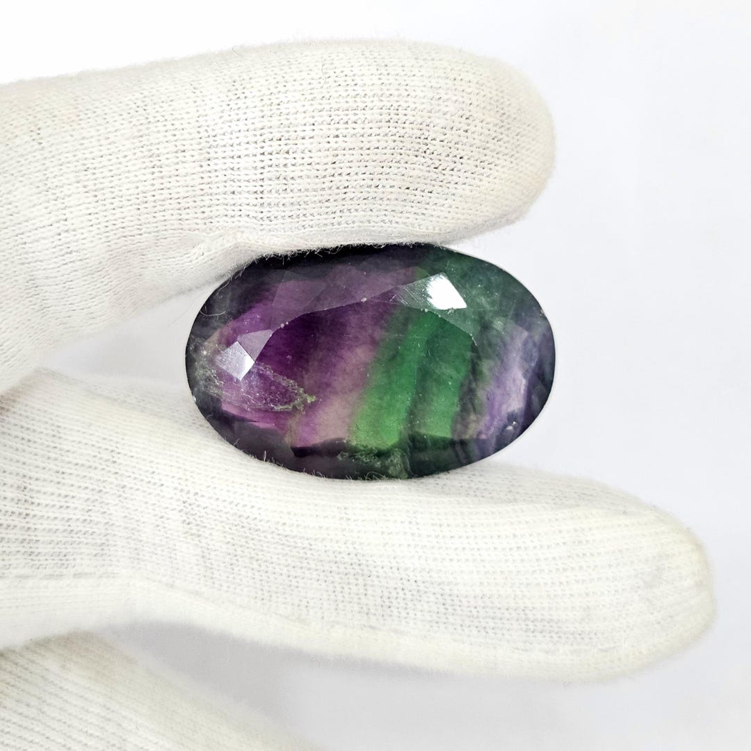 Multi Colour Fluorite Oval Shape Cut Stone, Faceted Gemstone (22x34 MM ...