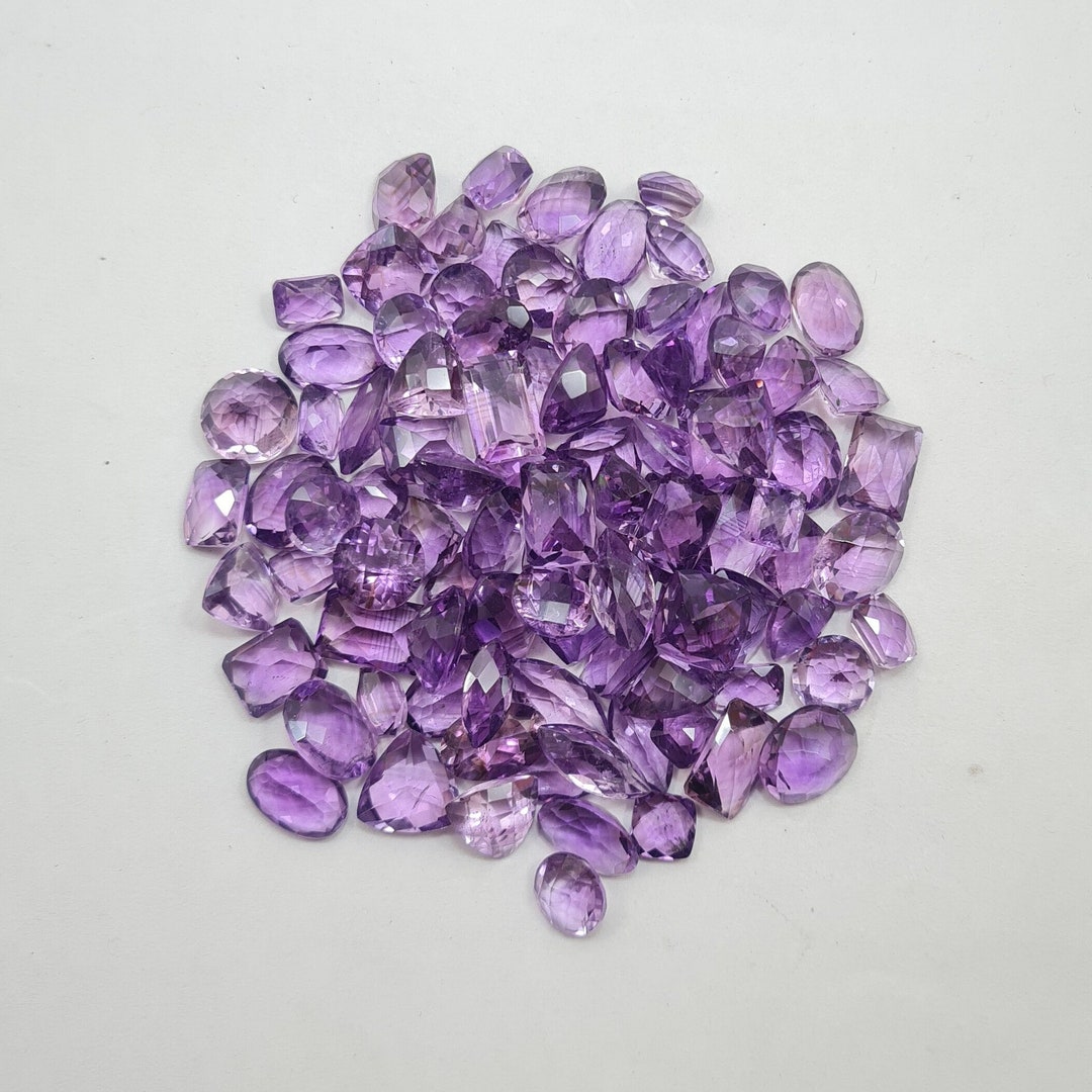 100 Carats 32 Pcs Amethyst Cut Stone Lot, Mix Shape Natural Amethyst ...