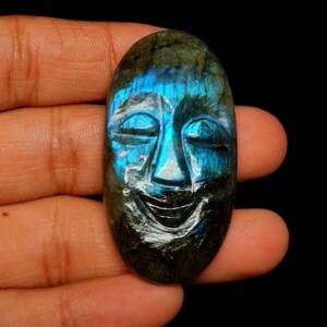 36X24 MM Labradorite Face, Half Moon Face Labradorite Carving, Handmade ...