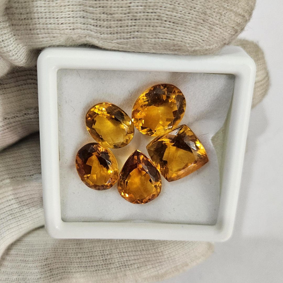 5 Pcs Madeira Citrine Cut Stone, Mix Shape 9-13 MM Faceted Citrine ...