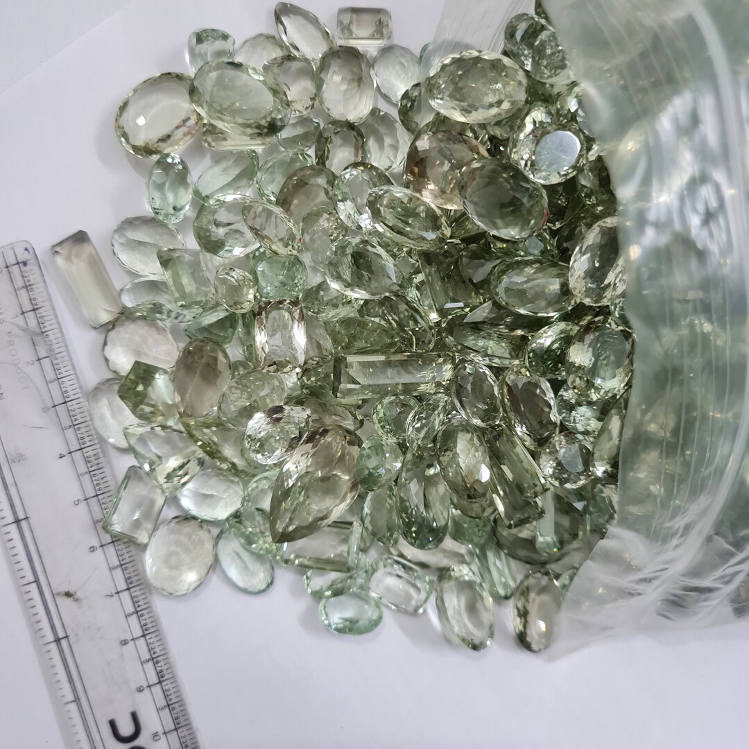 Green Amethyst Cut Stone, Mix Shape Prasiolite Gemstone, Wholesale Lot ...