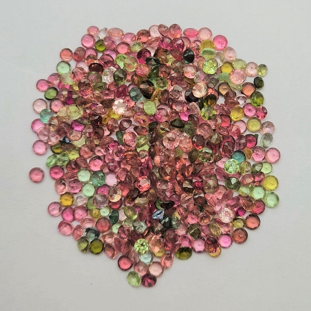 3 MM Round 50 Pcs Multi Color Tourmaline Cut Stone, Natural Tourmaline ...
