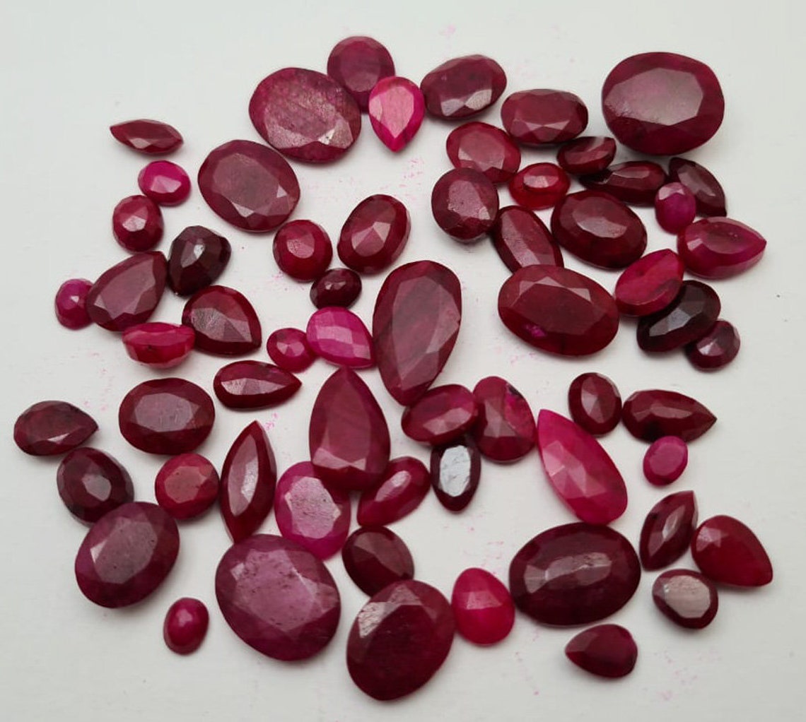 Natural Dyed Ruby 100 Cts Red Color Enhanced Ruby Faceted | Etsy